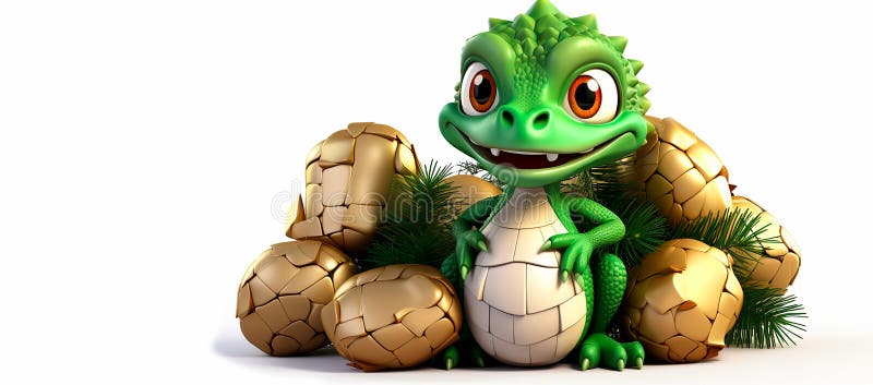 A Green Dragon with Cones Smiles into the Frame Stock Illustration ...