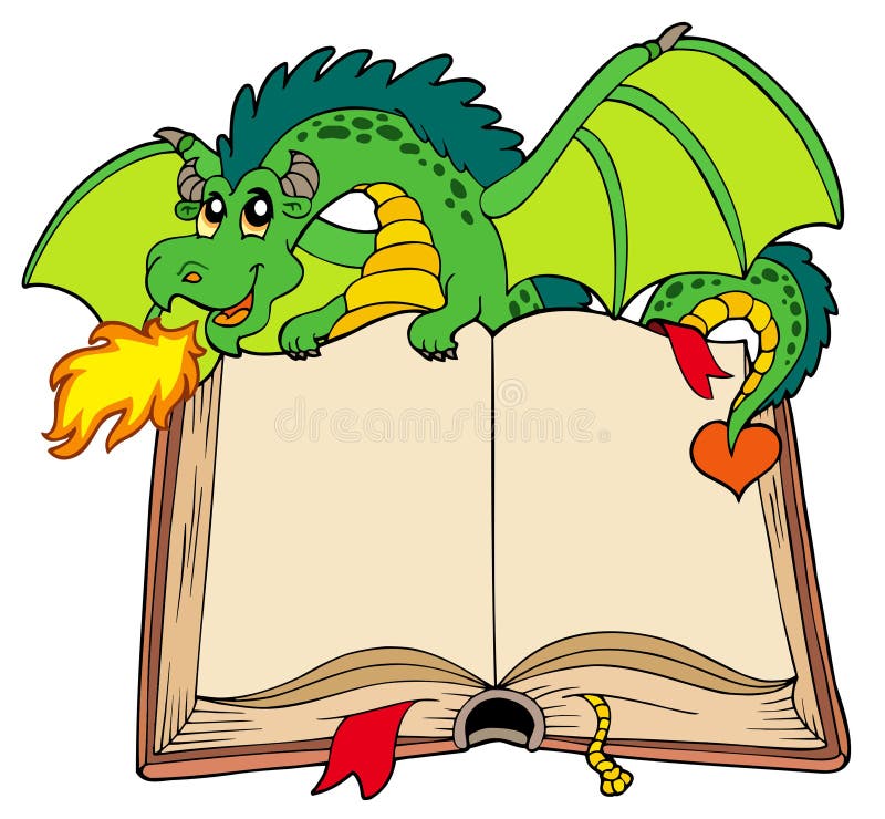 Green Dragon Holding Old Book Stock Vector - Illustration of dragon ...