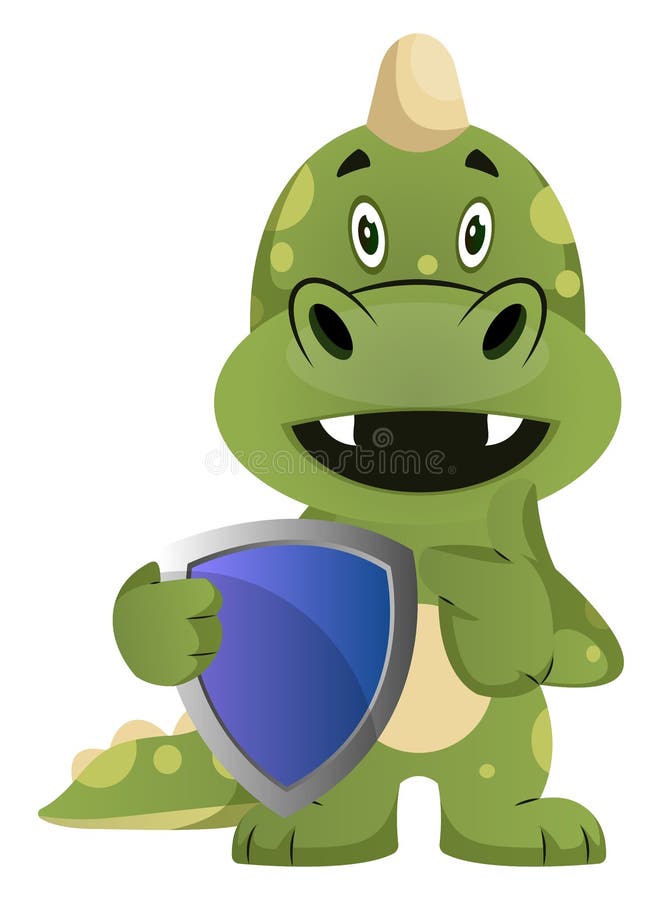 Green Dragon is Holding Shield, Illustration, Vector Stock Vector ...