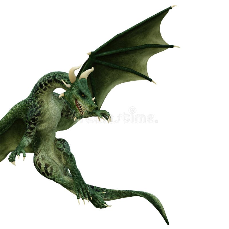 Green dragon looking down stock illustration. Illustration of design ...