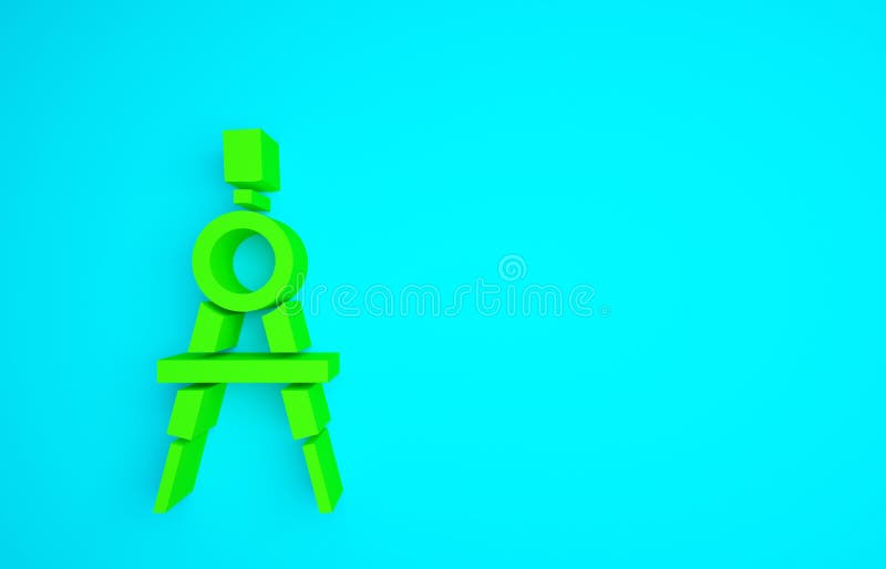 Green Drawing Compass Icon Isolated on Blue Background. Compasses Sign ...