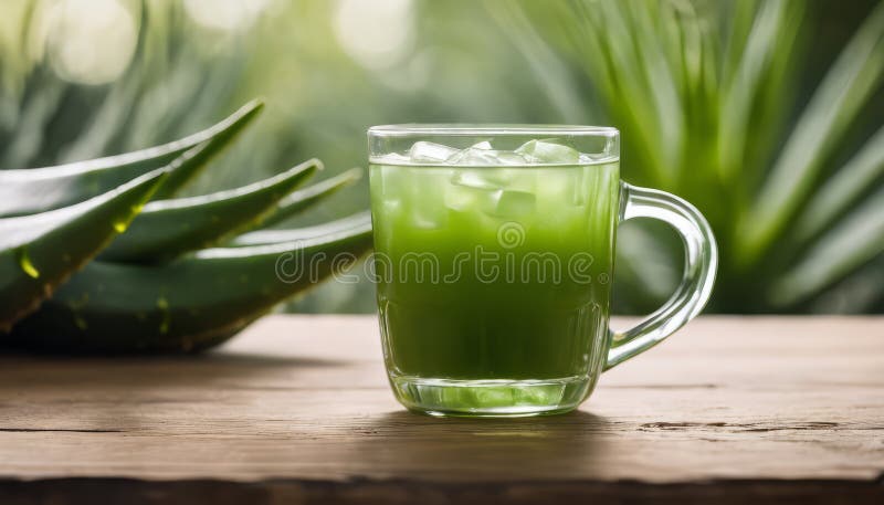 A Green Drink In A Glass With Ice Stock Illustration Illustration Of Hydration Refreshing