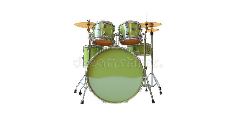 Green Drum Set. Musical Instrument for Bands and Performances Isolated ...