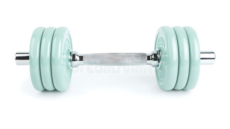 A Green Dumbbell with a Silver Handle Stock Image - Image of ...