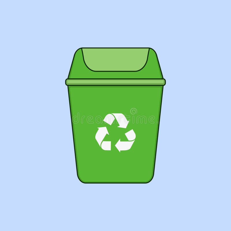 Green Dustbin Vector Illustration Icon Recycle Bin Icon Vector Stock ...