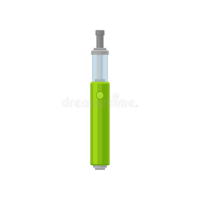 Green E-cigarette with Small Button and Glass Tank. Vaping Device ...