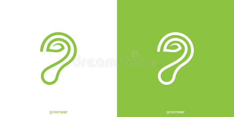 Ear Green Logo. Ear and Leaf with Minimalist Style Stock Illustration ...