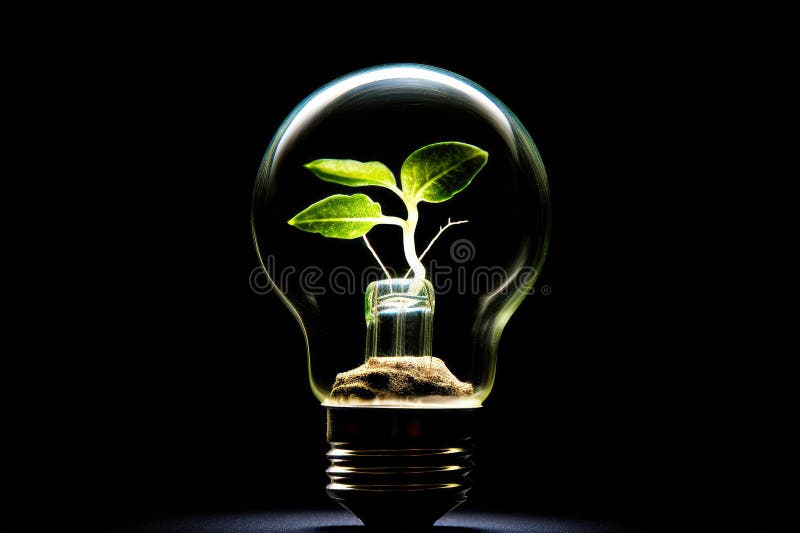 Green Earth Concept: Growing Plant Inside Renewable Light Bulb Stock ...