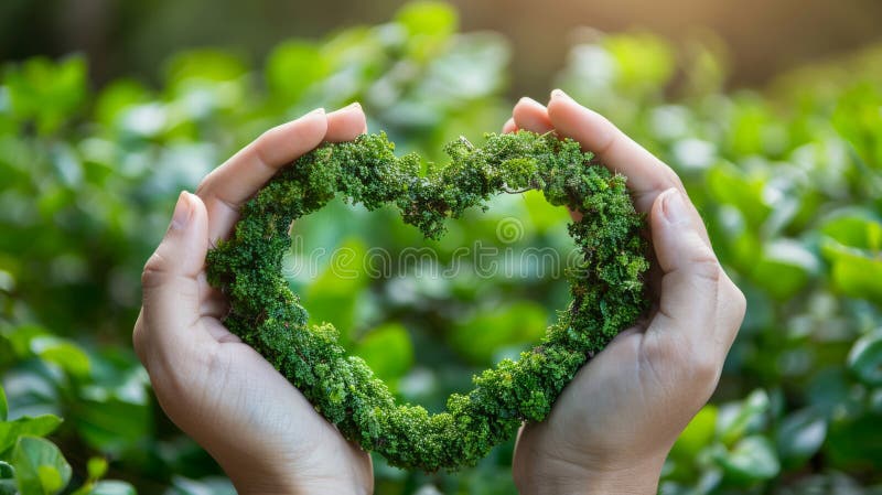 Green Earth Concept with Hands Forming a Heart Shape Around a Globe ...