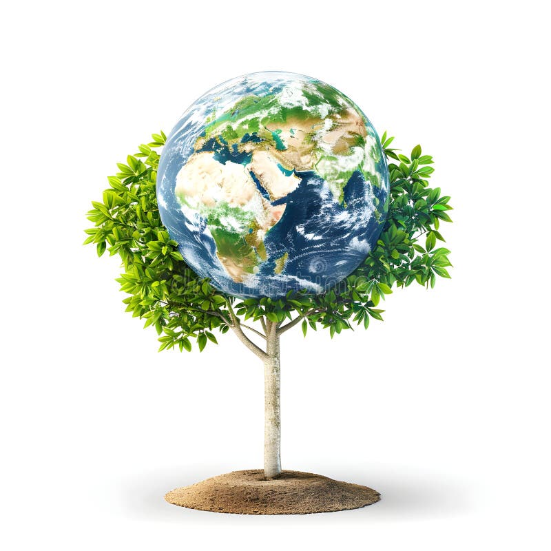 Green Earth Concept with Tree and Globe Stock Illustration ...