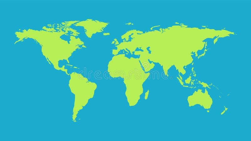 Green Earth Continents Map Background Isolated on Blue Backdrop Stock ...