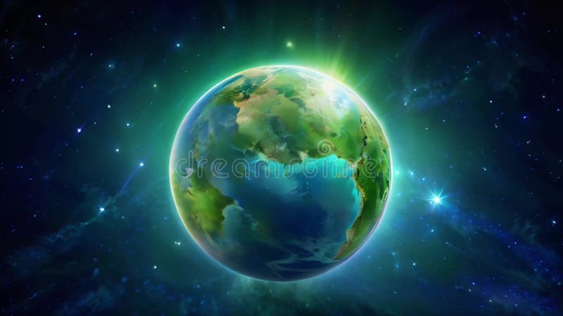 Green Earth Day, Globe on Star Cosmos Background. Stock Footage - Video ...