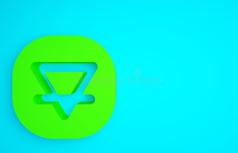 Green Earth Element of the Symbol Alchemy Icon Isolated on Blue ...