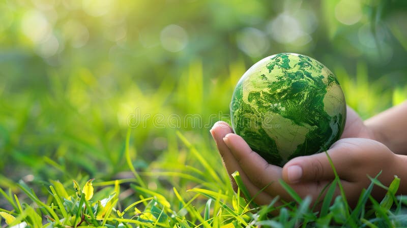 The Green Globe Held Gently in Hands Stock Photo - Image of closeup ...