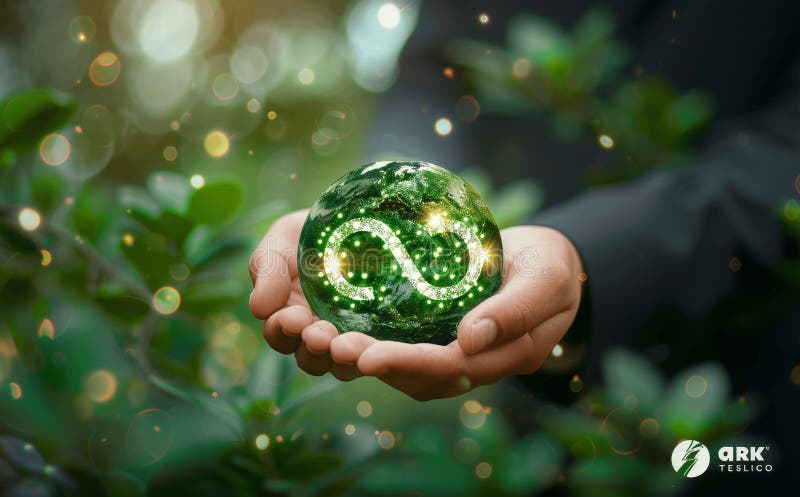 Green Earth Infinity Symbol with Natural Elements on Nature Background ...