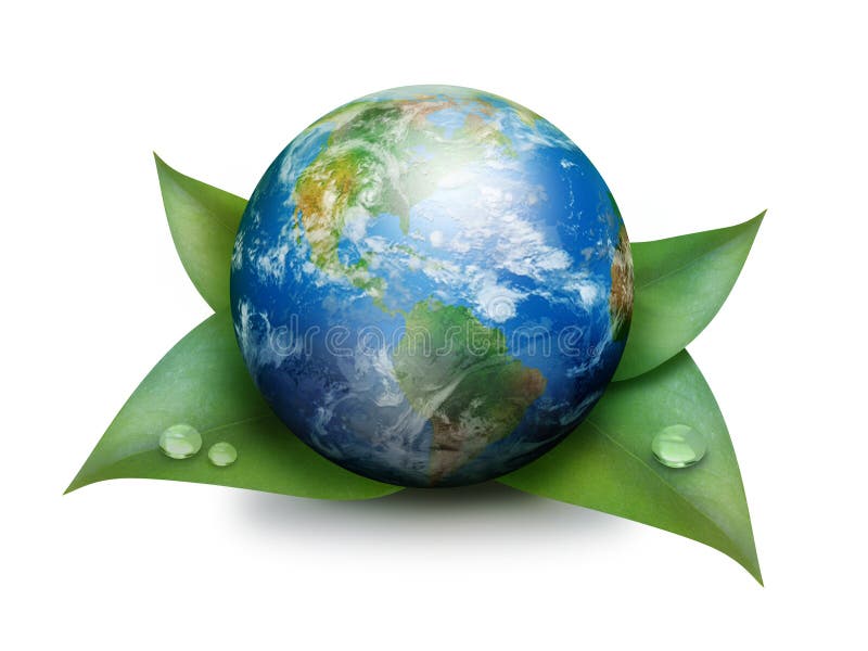 Green Earth on Leaves Isolated on White Stock Photo - Image of drop ...