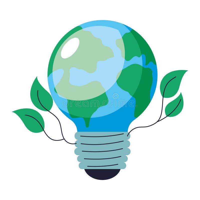 Green Earth Planet and Light Bulb Stock Vector - Illustration of ...