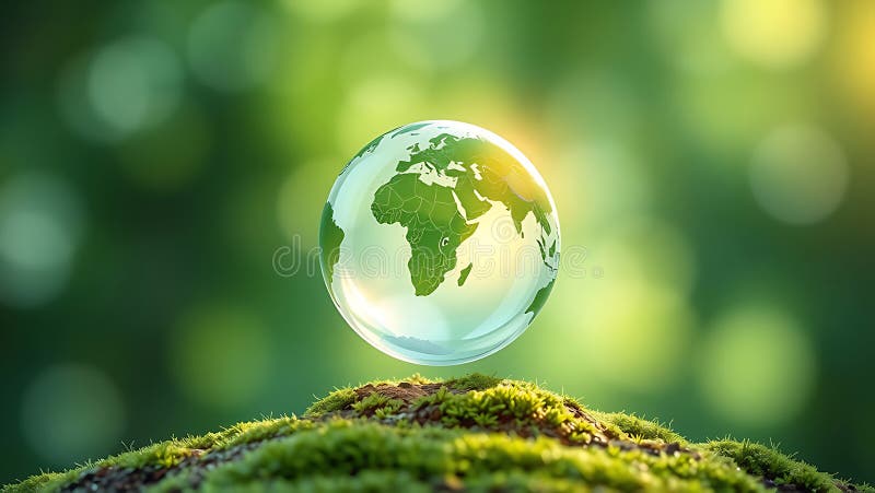 Green Earth Resting on Soil, Symbol of Environmental Sustainability ...