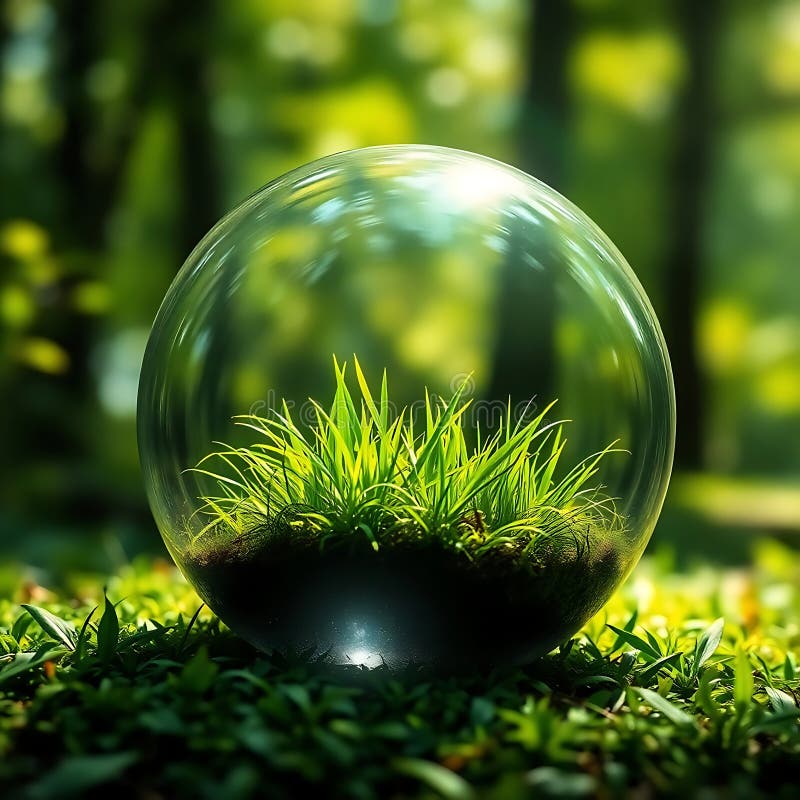 Green Earth Resting on Soil, Symbol of Environmental Sustainability ...