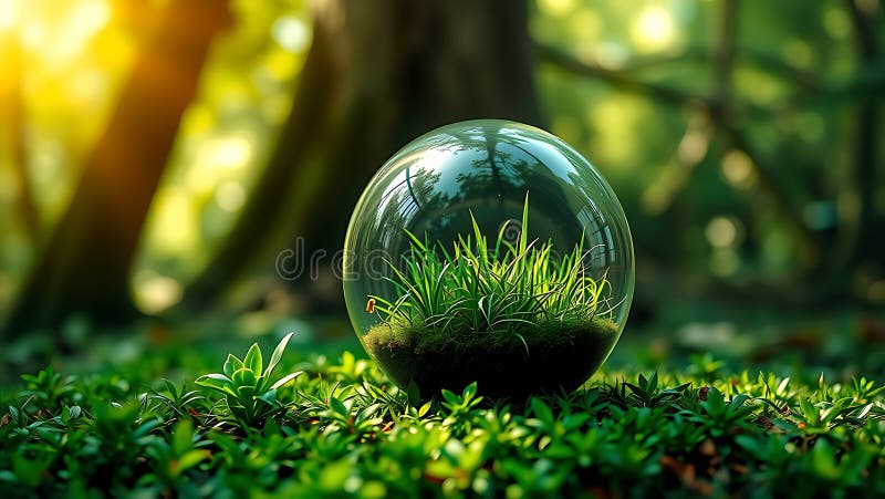 Green Earth Resting on Soil, Symbol of Environmental Sustainability ...