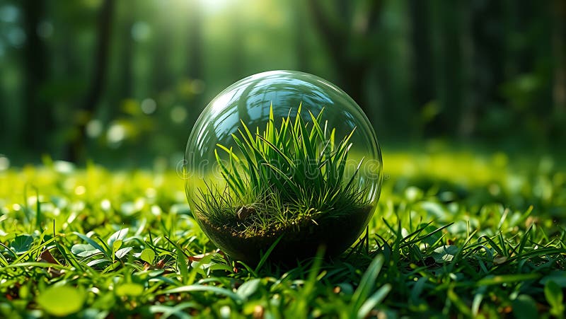 Green Earth Resting on Soil, Symbol of Environmental Sustainability ...