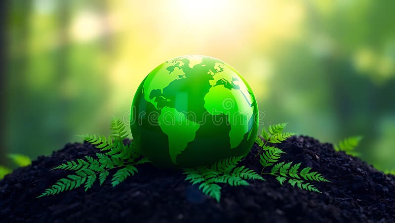 Green Earth Resting on Soil, Symbol of Environmental Sustainability ...