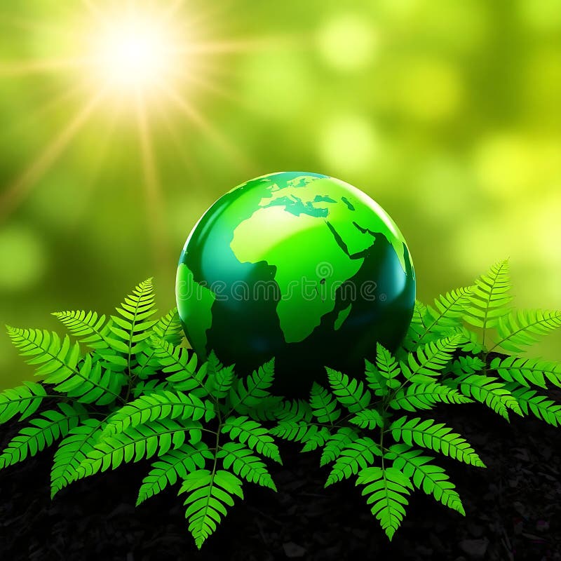 Green Earth Resting on Soil, Symbol of Environmental Sustainability ...
