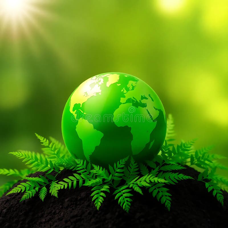 Green Earth Resting on Soil, Symbol of Environmental Sustainability ...