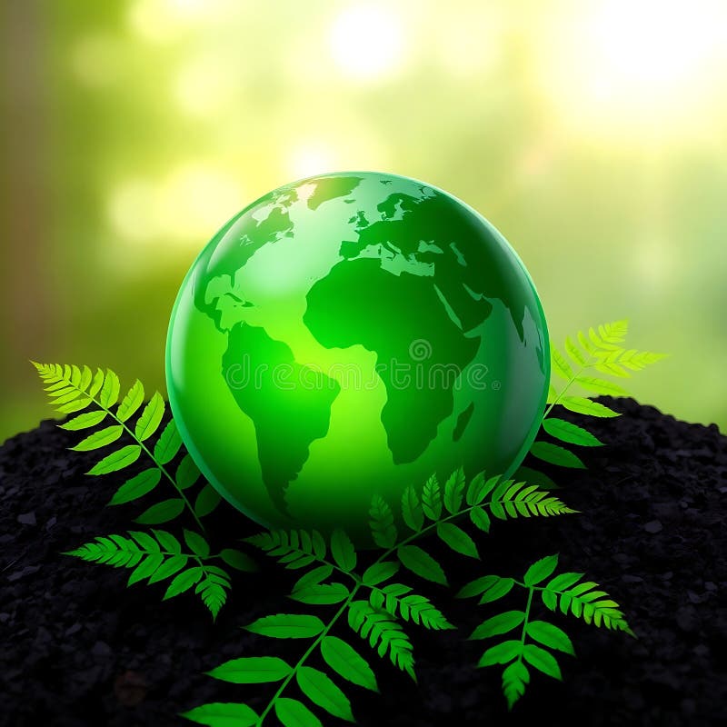 Green Earth Resting on Soil, Symbol of Environmental Sustainability ...