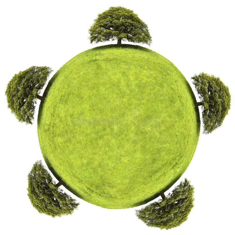 Green Earth and Tree Isolated on White Background Stock Image - Image ...