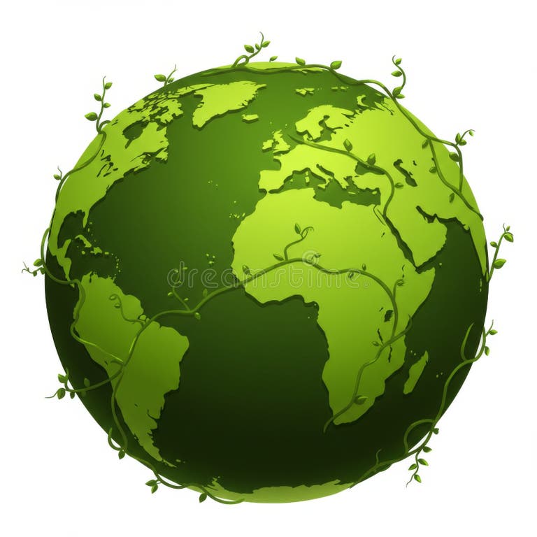 Green Earth with Vines stock illustration. Illustration of renewable ...