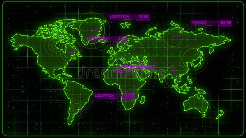 Red Earth World Map HUD Screen Display Graphic Element Stock Footage ...