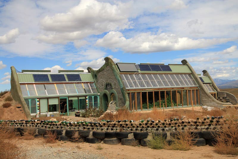 Green Earthship Biotecture Community Editorial Photo - Image of green ...