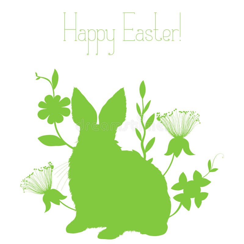 Green Easter Background, with Easter Bunny Stock Vector - Illustration ...