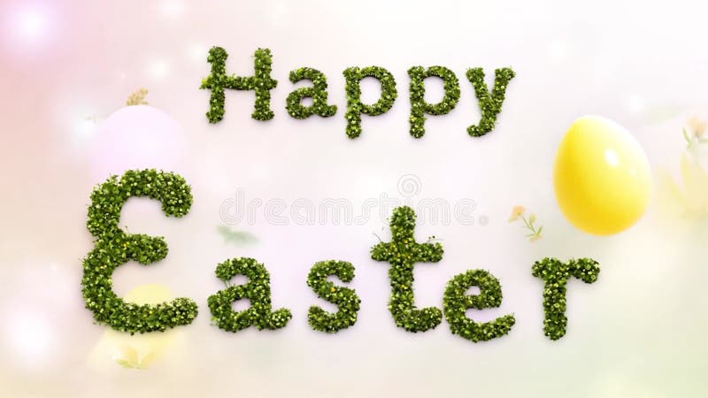 Green Easter Letter E Made of Leaves Floating with Yellow Egg and ...