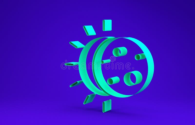 Green Eclipse of the Sun Icon Isolated on Blue Background. Total Sonar ...