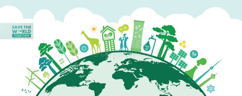 Save the World Together Green Ecology Vector Illustration. Stock ...