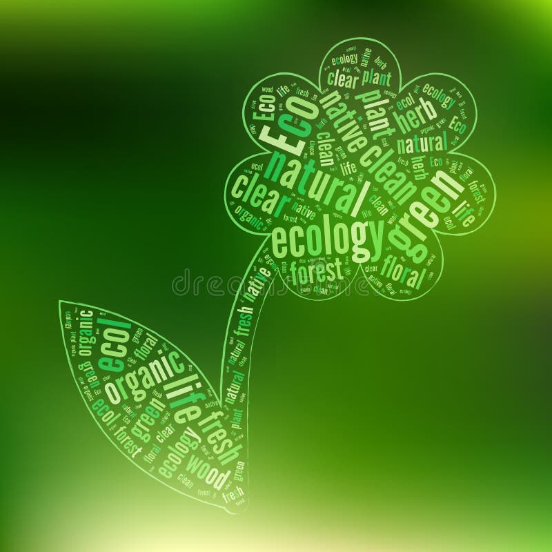 Green ECO Background with Flower Tag Cloud Vector Illustration Stock ...