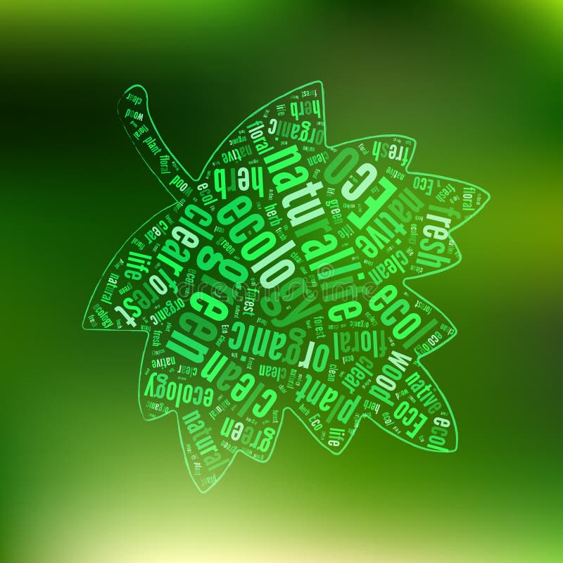 Green ECO Background with Leaf Tag Cloud Vector Illustration Stock ...