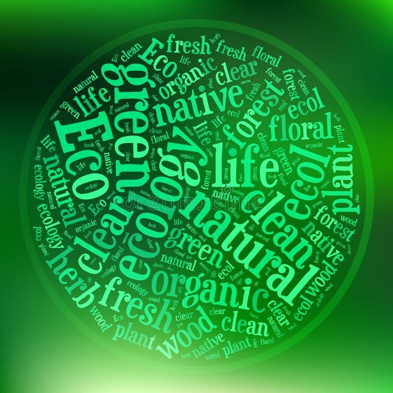 Green ECO Background with Round Tag Cloud Vector Illustration Stock ...
