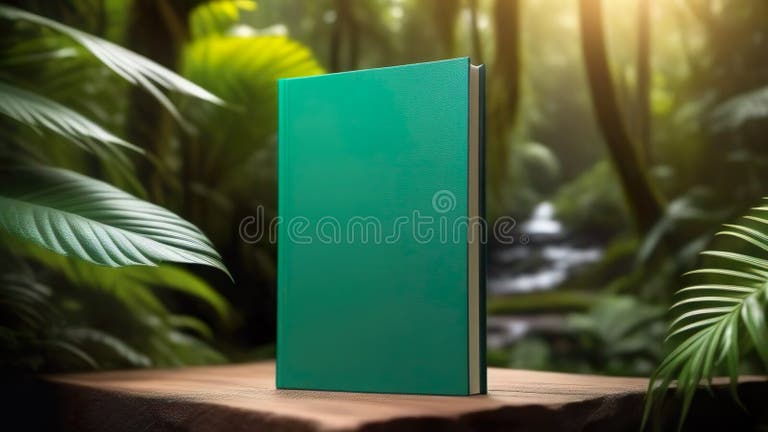 Green Eco Book in Nature, Standing on Table Stock Photo - Image of ...