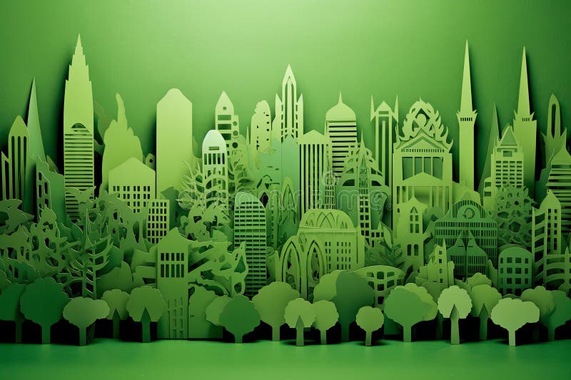 Green Eco City. Sustainable City Skyline Stock Illustration ...