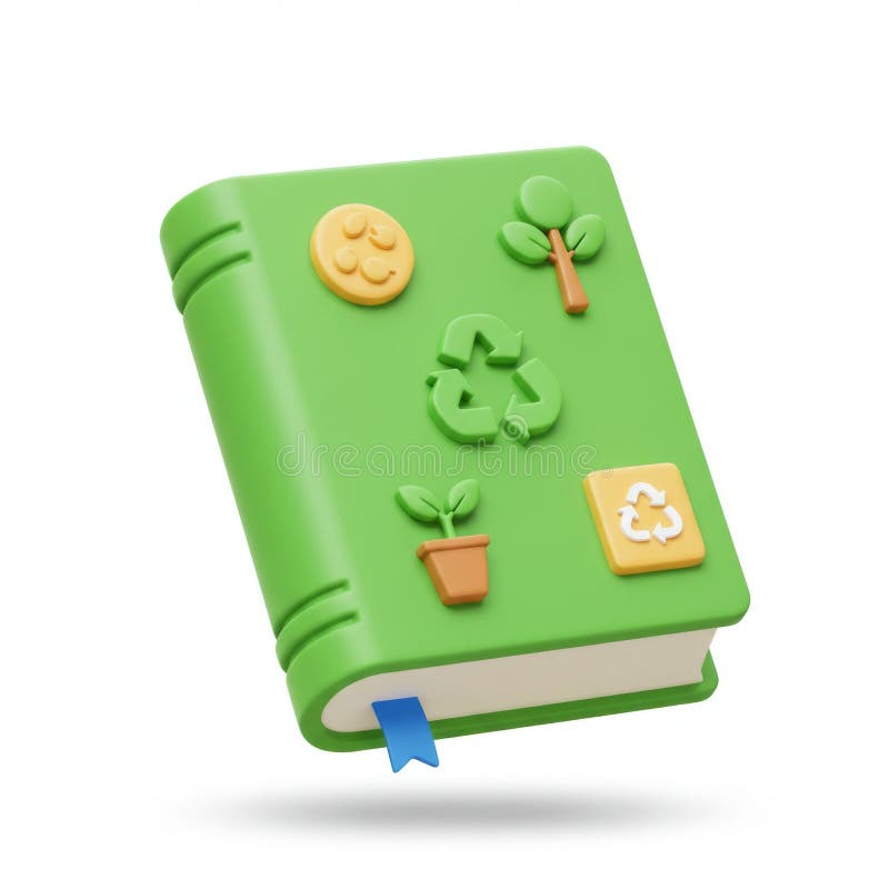 Green Eco-Friendly Book 3D Render Illustration Stock Illustration ...