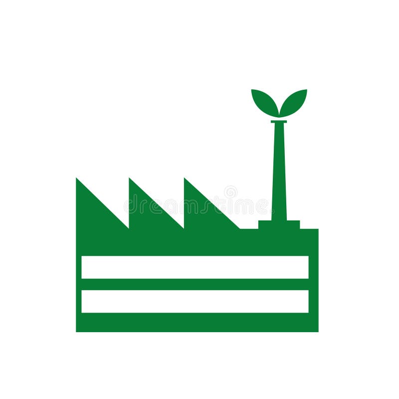 Green Eco-friendly Factory with Sprout Isolated Icon Stock Illustration ...