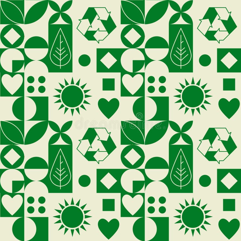 Green Eco Friendly Symbol Mosaic Seamless Pattern Stock Vector ...