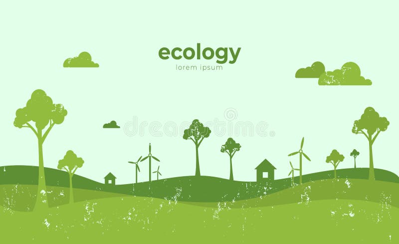 Green Eco Life Flat Art Style Stock Vector - Illustration of tree, city ...