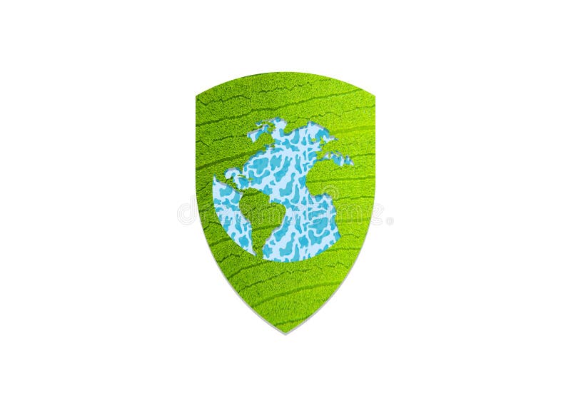 Green Eco Shield with Map- Save the Earth Concept Stock Vector ...