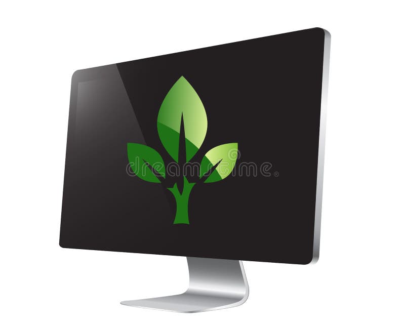 Green Eco Sign on Tv Screen Stock Illustration - Illustration of ...