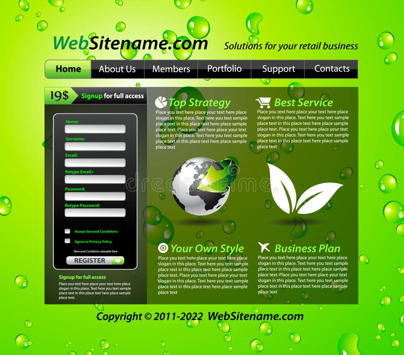 Green Nature Eco Web Template Stock Vector - Illustration of biological ...