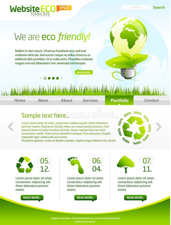 Green Eco Web Template Layout Stock Vector - Illustration of business ...